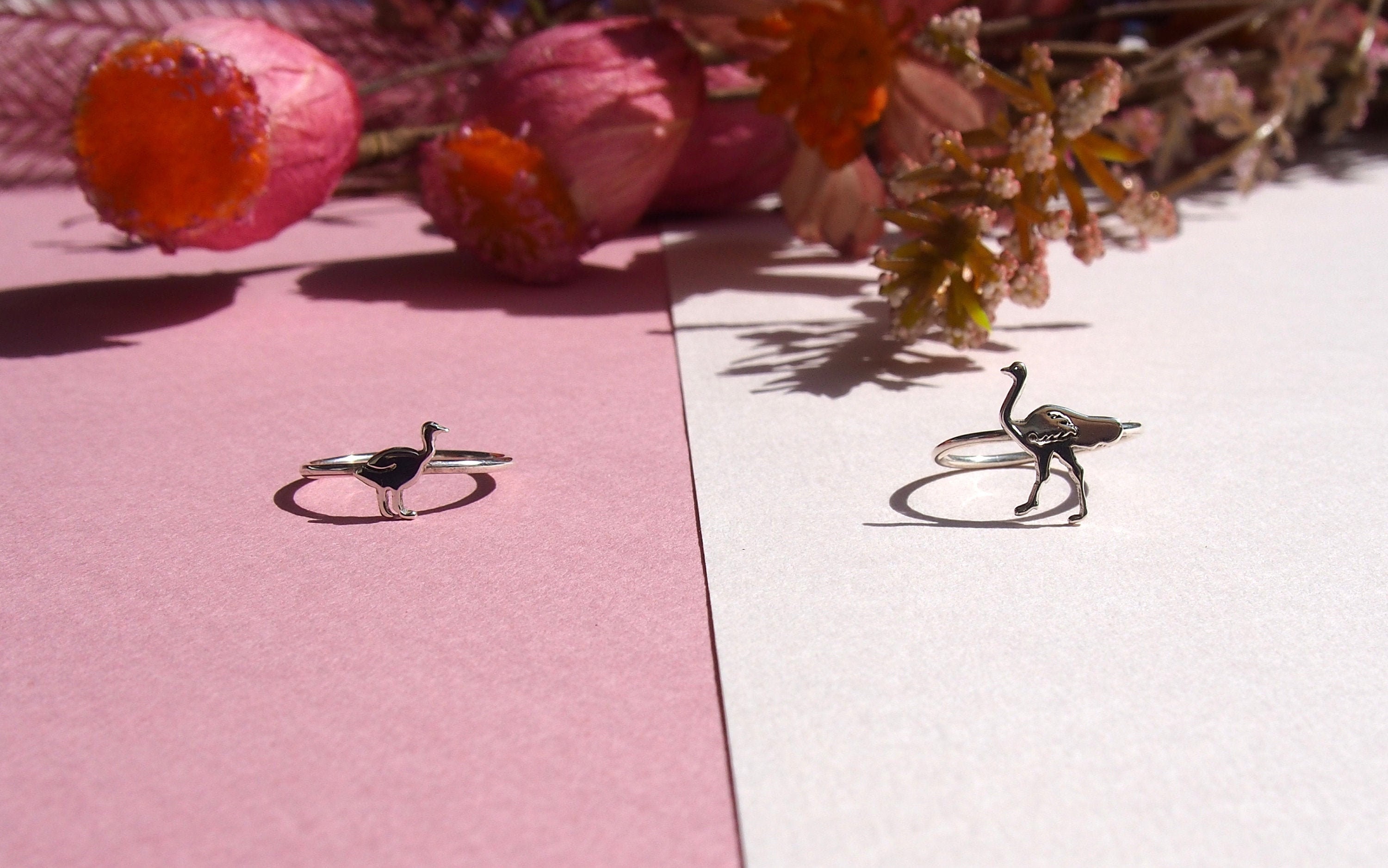 Ostrich.Stering silver ring.Mother and baby.Pregnancy | Etsy