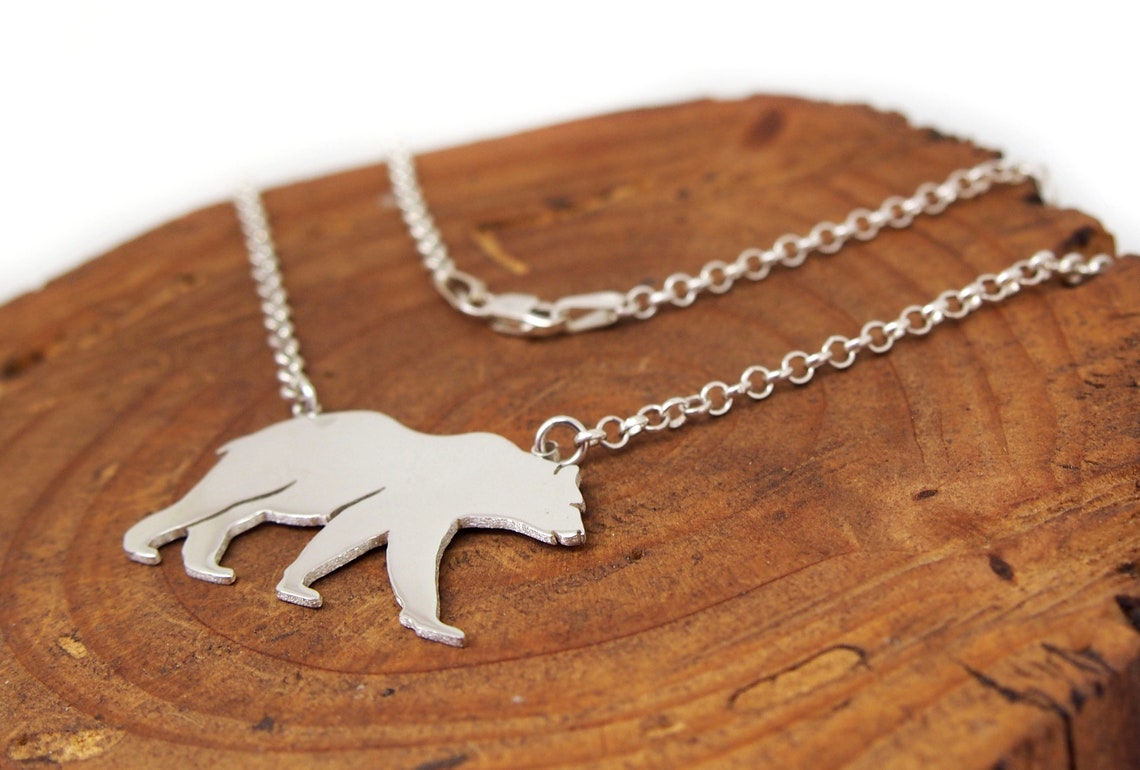 Bear necklace.Sterling silver bear.Mama bear.Grizzly.Polar | Etsy