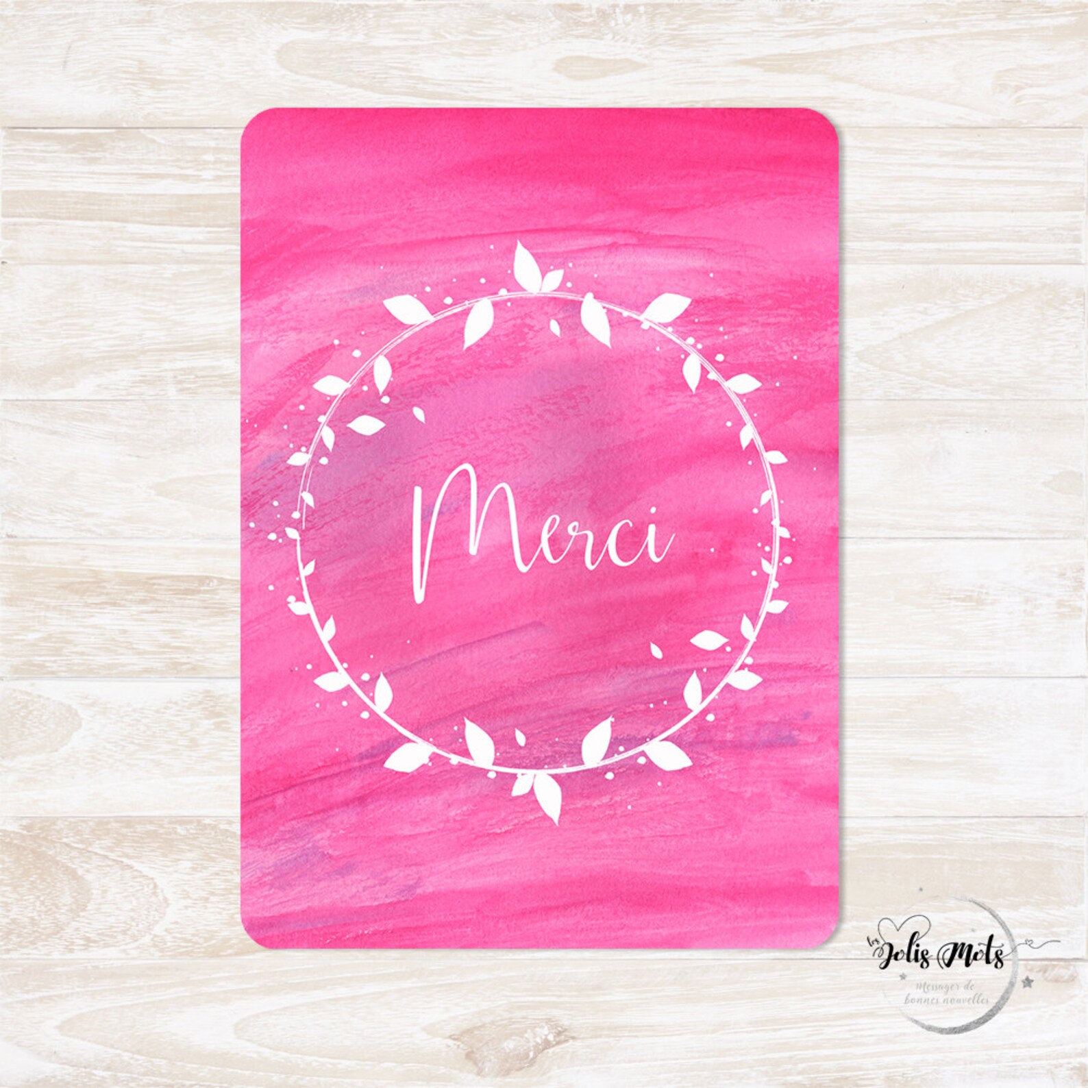 Carte postale MERCI Rose | Etsy