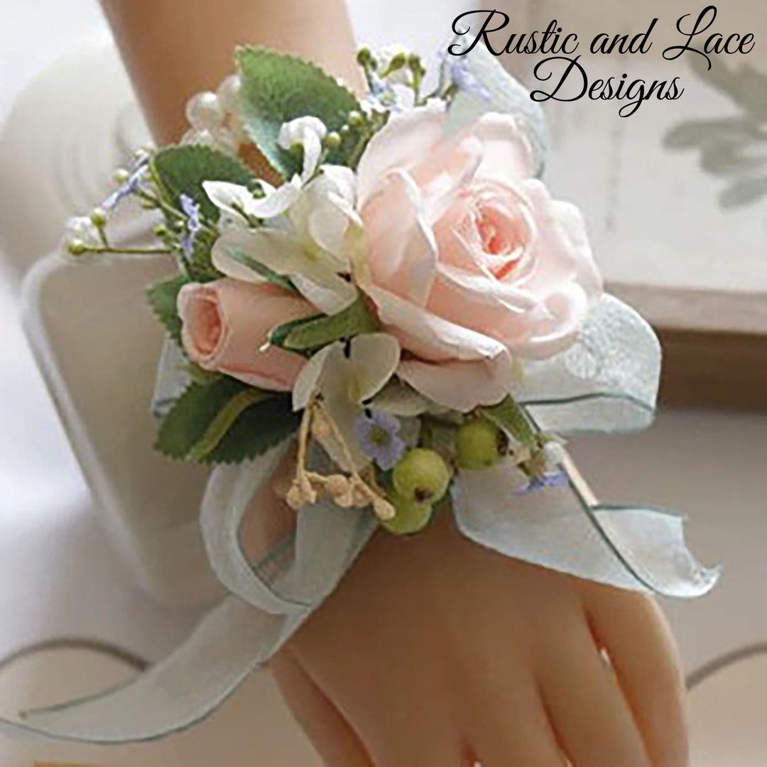 Pink Corsage for Wrist Dress or Sash With Pink Roses Ribbon and Accents ...
