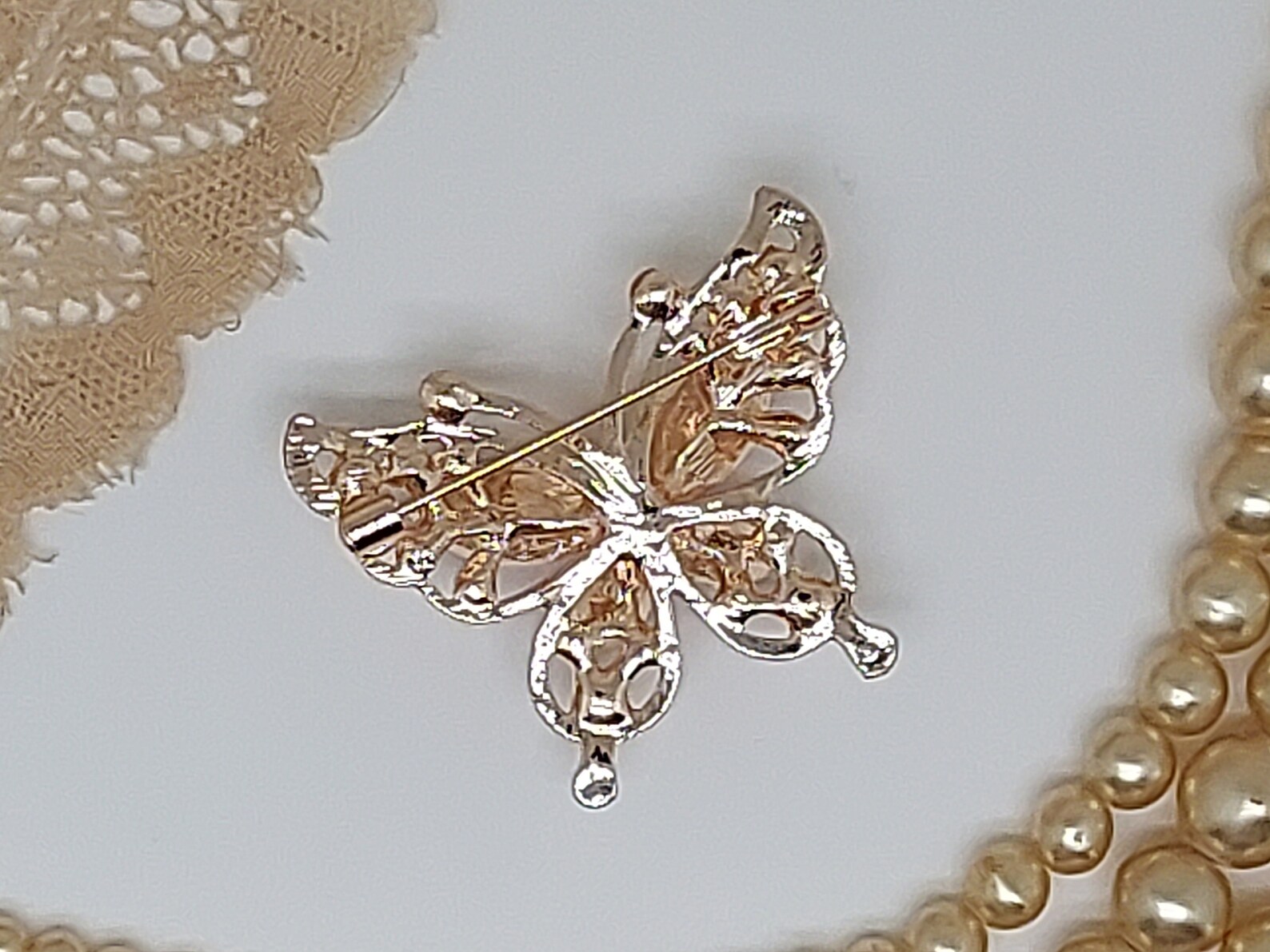 Pink Butterfly Brooch Pin in Gold With Rhinestones - Etsy