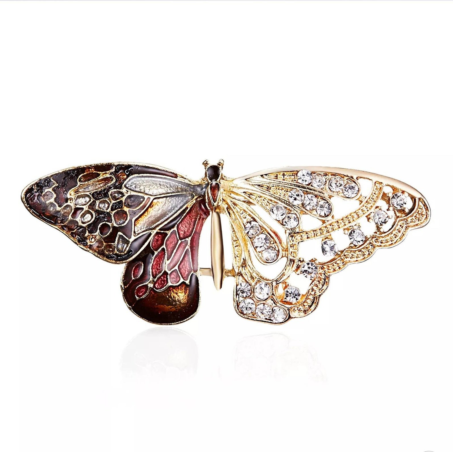 Butterfly Brooch Pin in Gold With Multicolors and Rhinestones - Etsy Canada