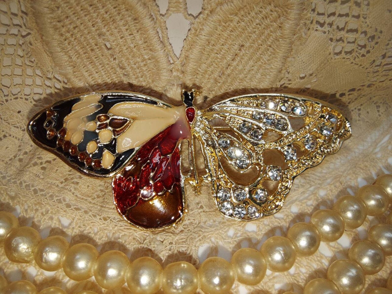 Butterfly Brooch Pin in Gold With Multicolors and Rhinestones - Etsy