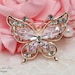 Pink Butterfly Brooch Pin in Gold With Rhinestones - Etsy