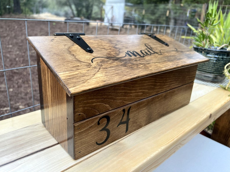CUSTOM NUMBER Wooden Mailbox Farmhouse Rustic Wood Mailbox - Etsy