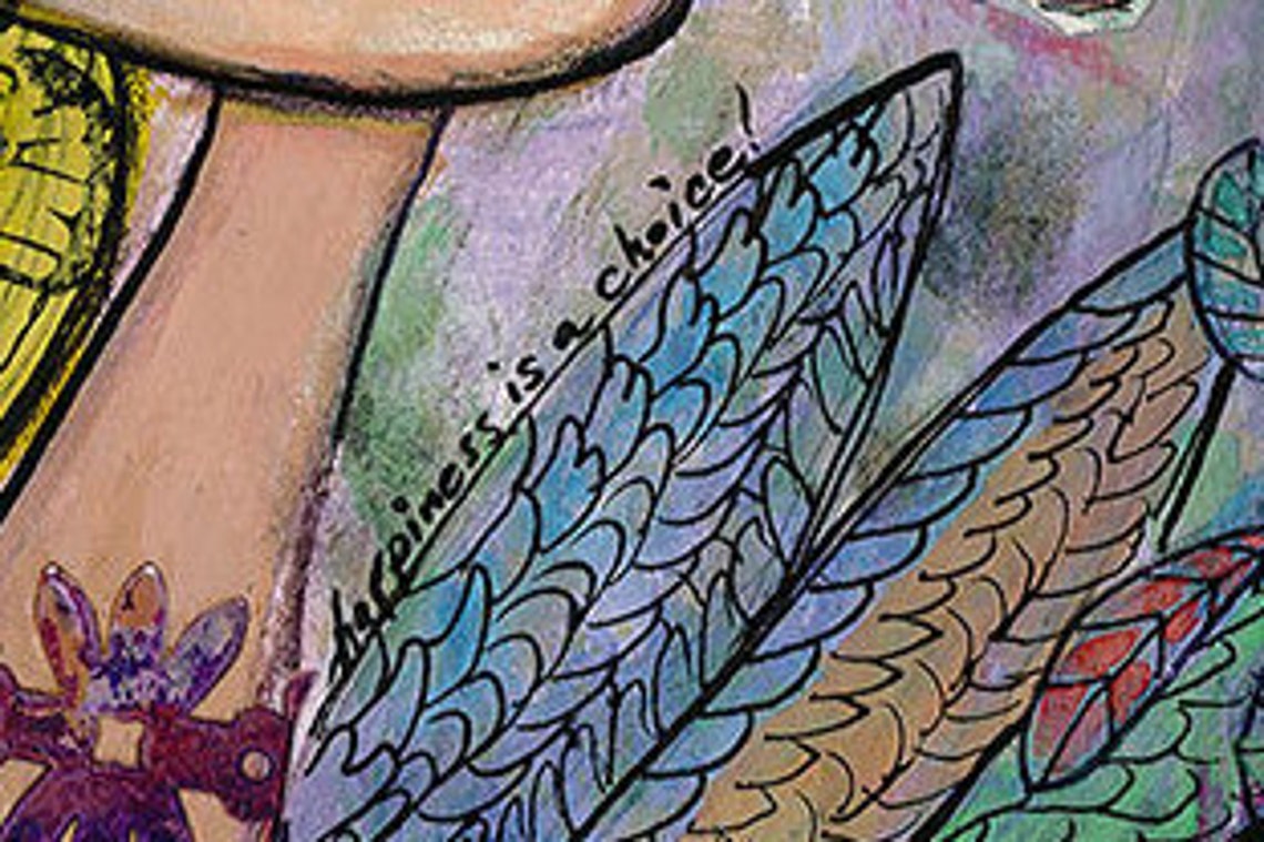Whimsical Mixed Media Girl Art Print - Etsy