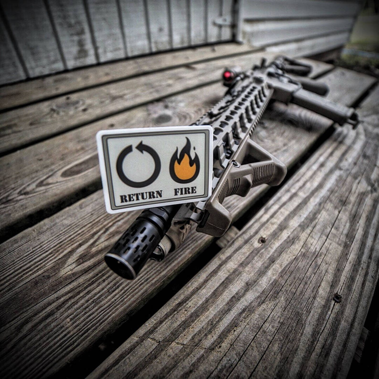 Tac-sign: Return Fire Sticker - Etsy