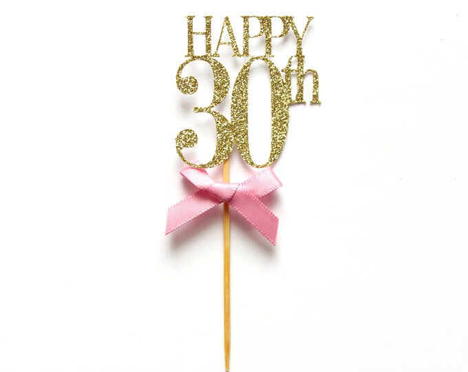 X8 Happy 30th Birthday Cupcake Toppers Gold Glitter 30th Cake Toppers ...