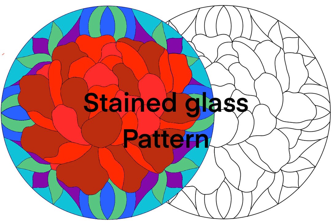 Stained Glass Peony Pattern - Etsy