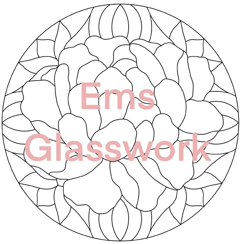 Stained Glass Peony Pattern - Etsy