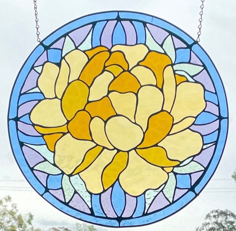 Stained Glass Peony Pattern - Etsy