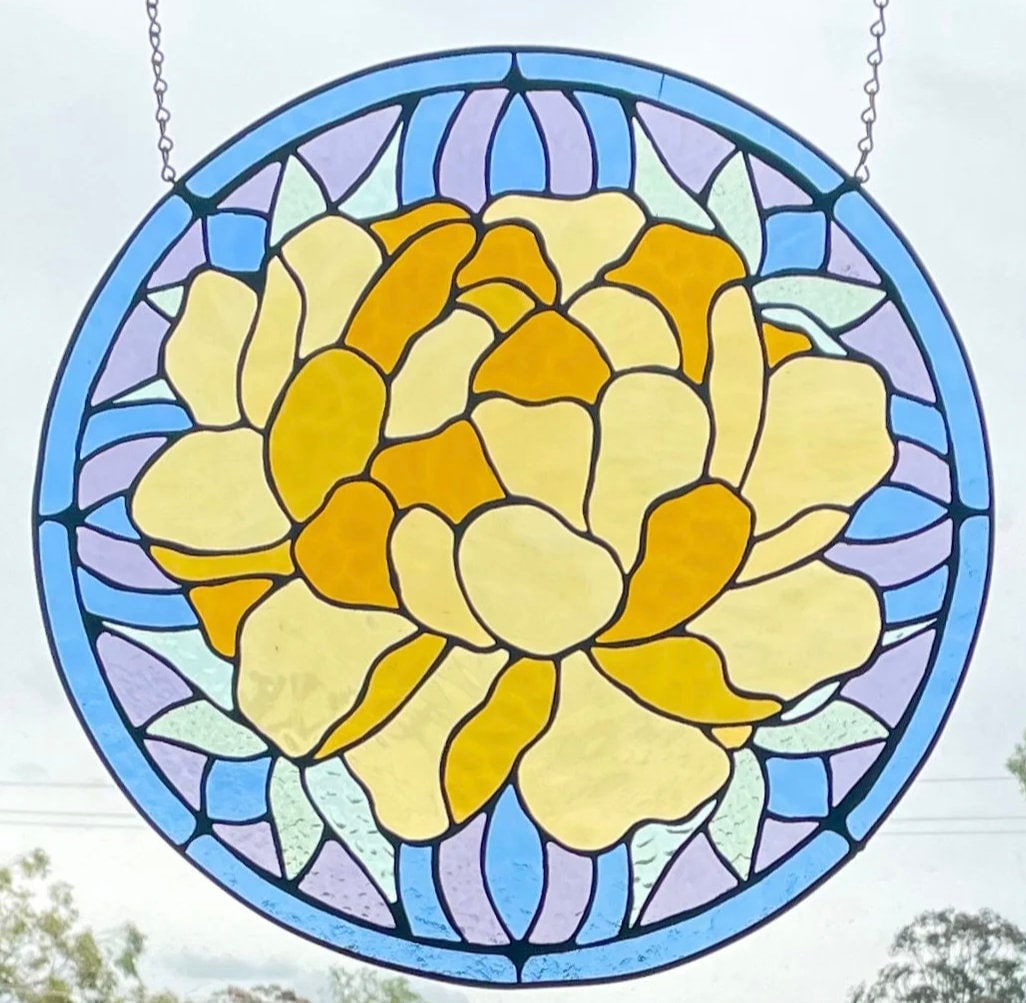 Stained Glass Peony Pattern - Etsy