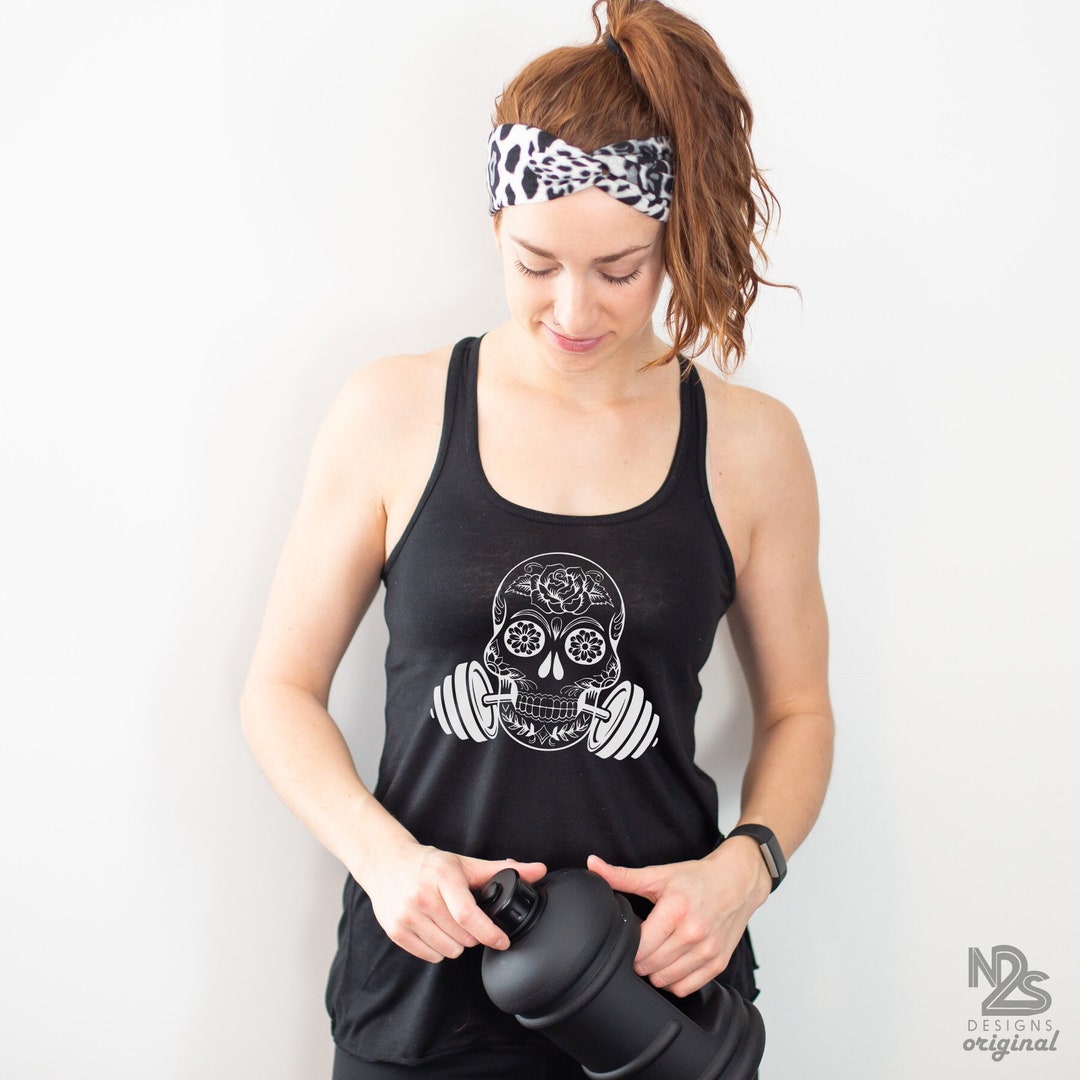 Motivational Workout Tank, Dead Skull Lift, Women's Flowy Racerback ...