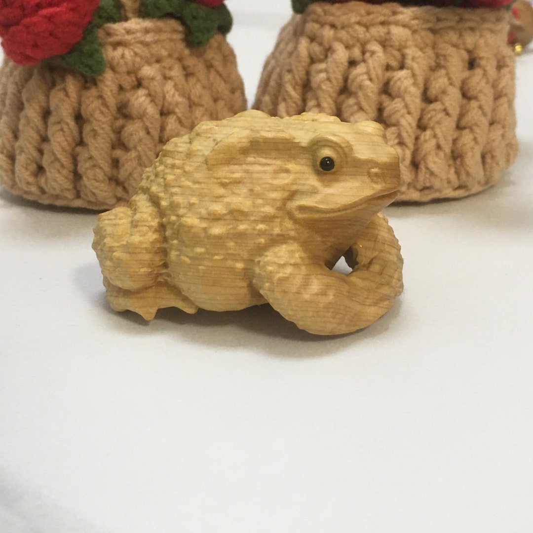 Toad Wooden Statue Wooden Toad Carrying Girl Handmade Carving Toad Wood ...