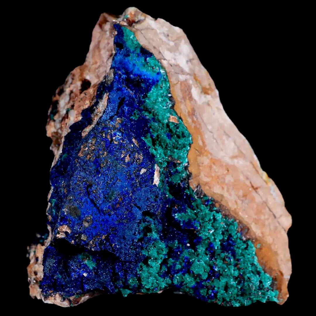3.7 Azurite Crystals & Malachite on Matrix Very Colorful Mineral Tiznit ...