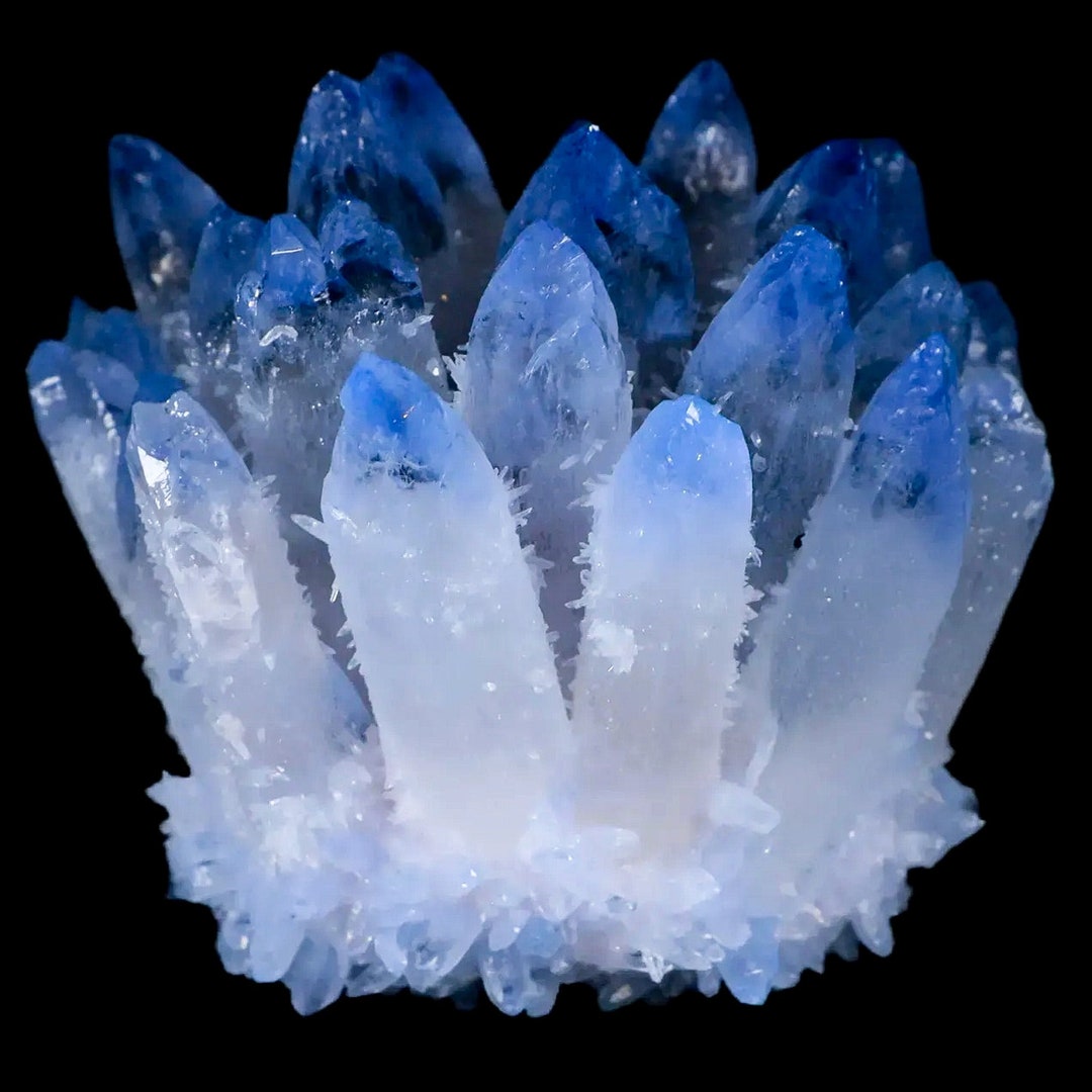 3.3 Ice Blue Phantom Quartz Crystal Cluster Group Mineral Specimen ...