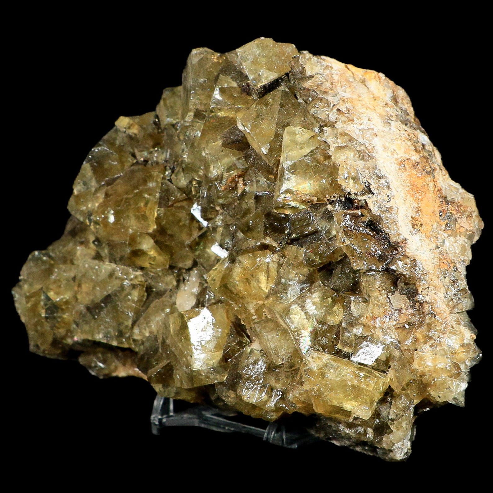 XL 5.1" Natural Yellow Fluorite Cube Crystals on Quartz Crystals ...