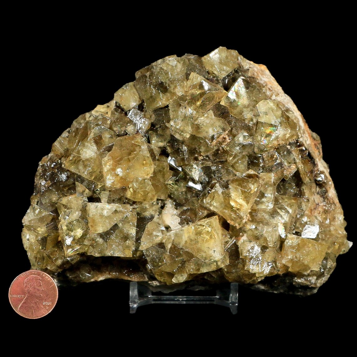 XL 5.1" Natural Yellow Fluorite Cube Crystals on Quartz Crystals ...