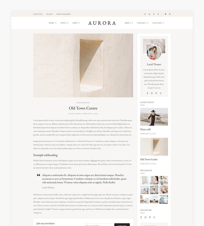 Aurora - Wordpress Blog & Shop Theme - Etsy
