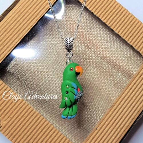 Little Budgie Necklace Handmade Parrot Figurine Made of - Etsy