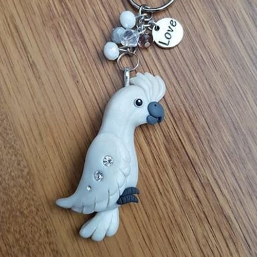 Cockatoo Parrot Keychain Handmade Parrot Figurine Made of - Etsy
