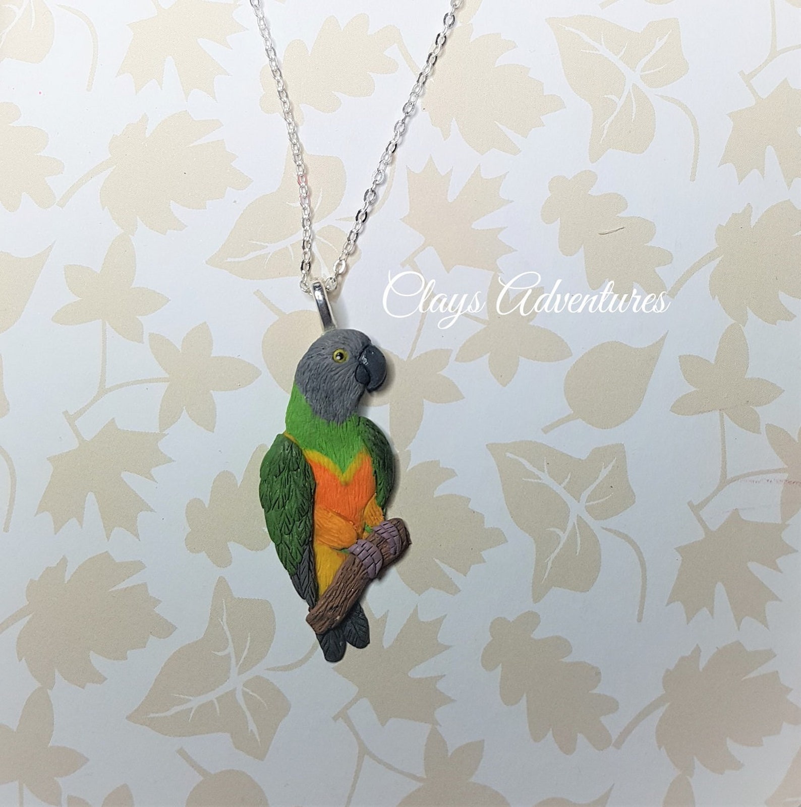 Senegal Parrot Necklace, Handmade, Parrot Figurine Made of Polymer Clay ...