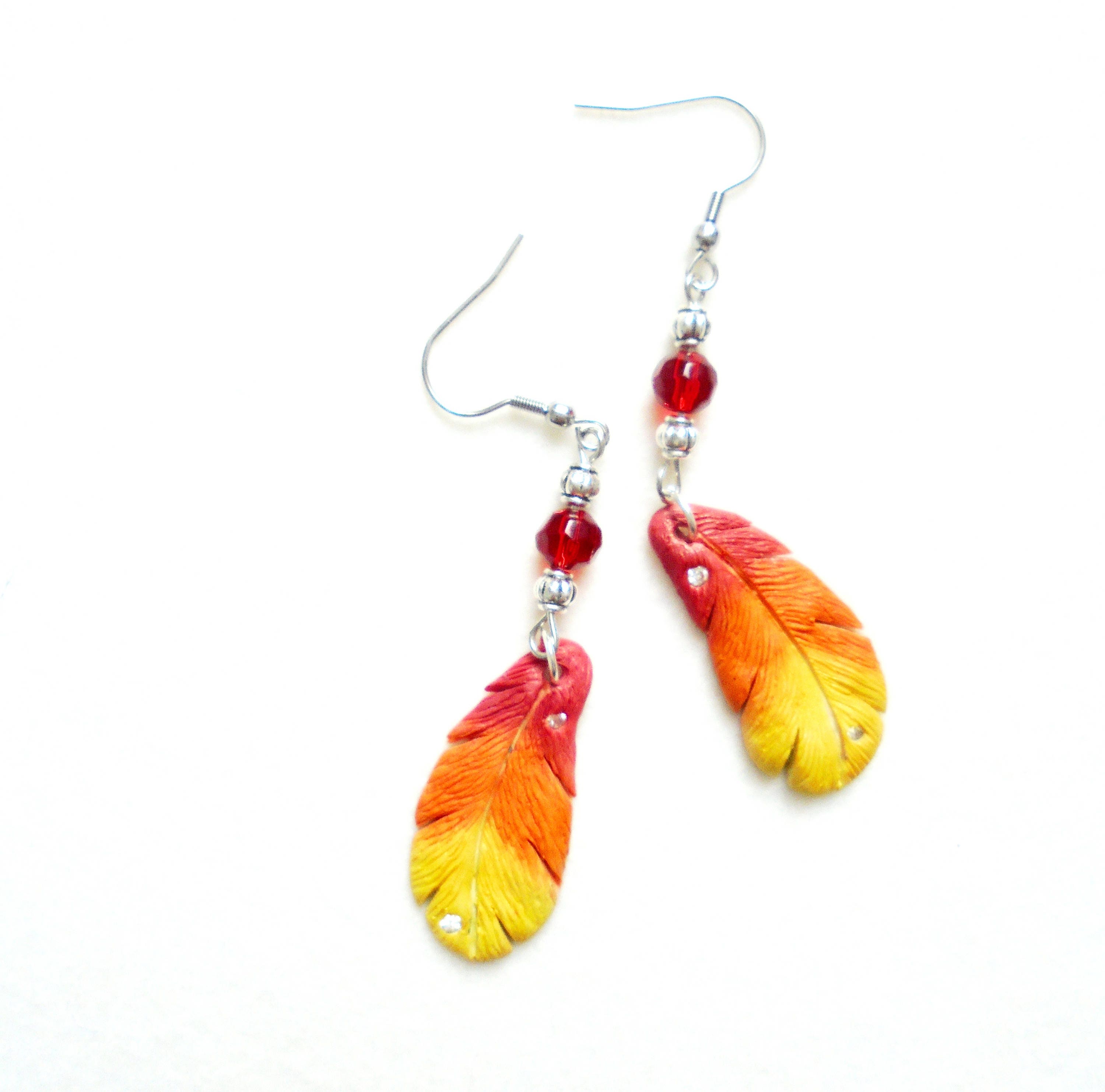 Feathers Earrings Colorful Earrings Parrot Earrings. - Etsy