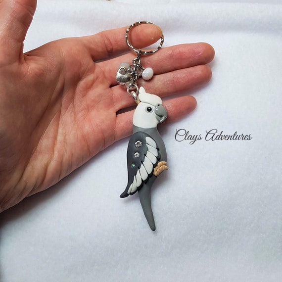 Cockatiel Parrot Keychain Handmade Parrot Figurine Made of | Etsy