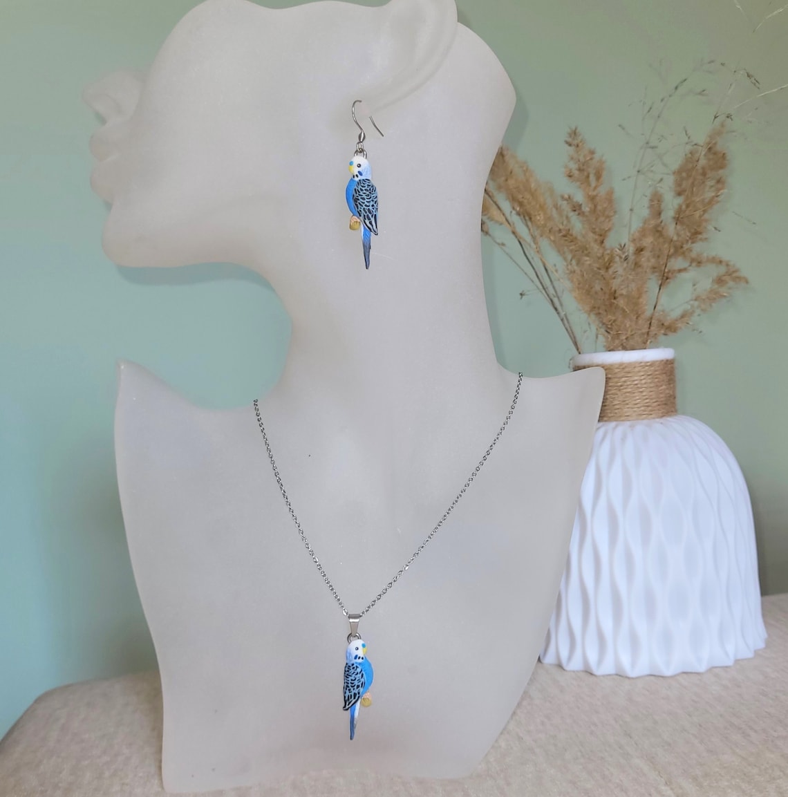 Budgie Parakeet (melopsittacus Undulatus) Necklace Handmade of Polymer ...