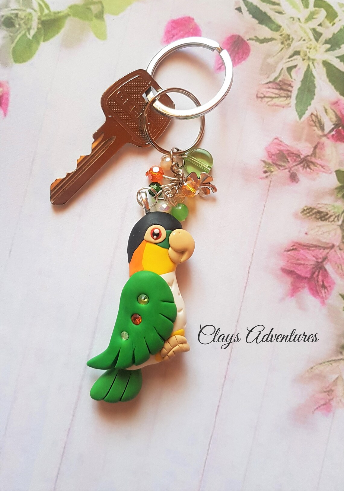 Caique Parrot Keychain Handmade Parrot Figurine Made of | Etsy