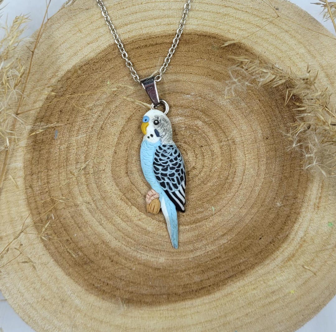 Budgie Parakeet (melopsittacus Undulatus) Necklace Handmade of Polymer ...