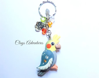 Green Cheek Conure Parrot Keychain , Handmade, Parrot Figurine Made of ...