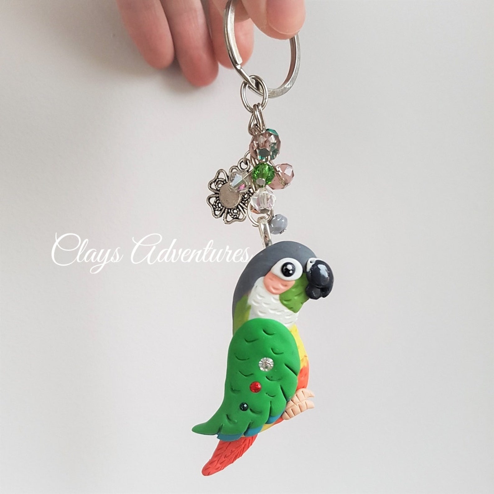 Green Cheek Conure Parrot Keychain Handmade Parrot Figurine - Etsy