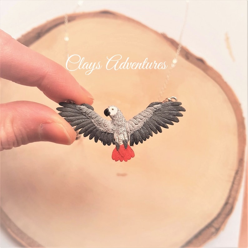 African grey parrot necklace handmade parrot figurine made | Etsy