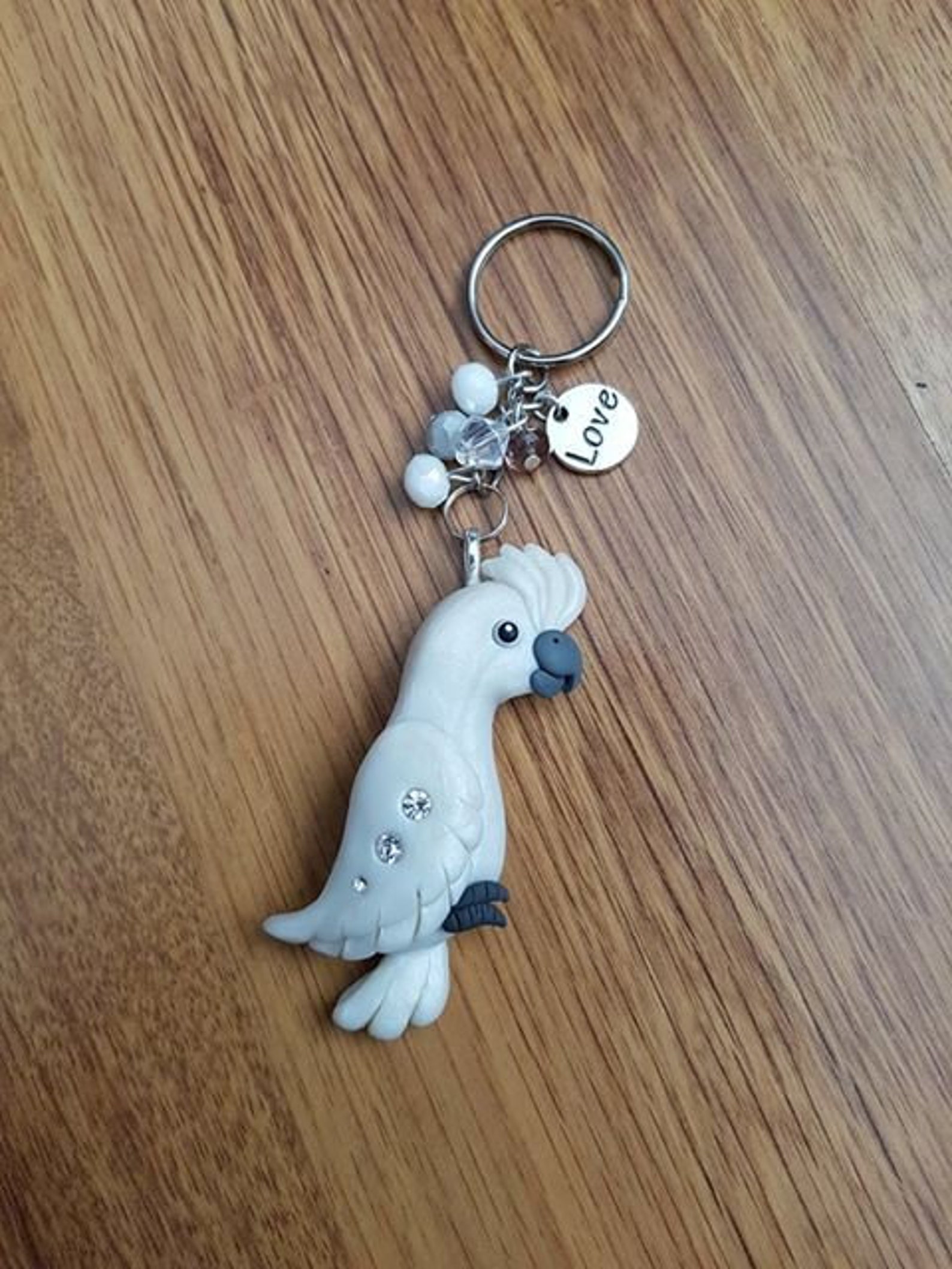Cockatoo parrot keychain handmade parrot figurine made of | Etsy