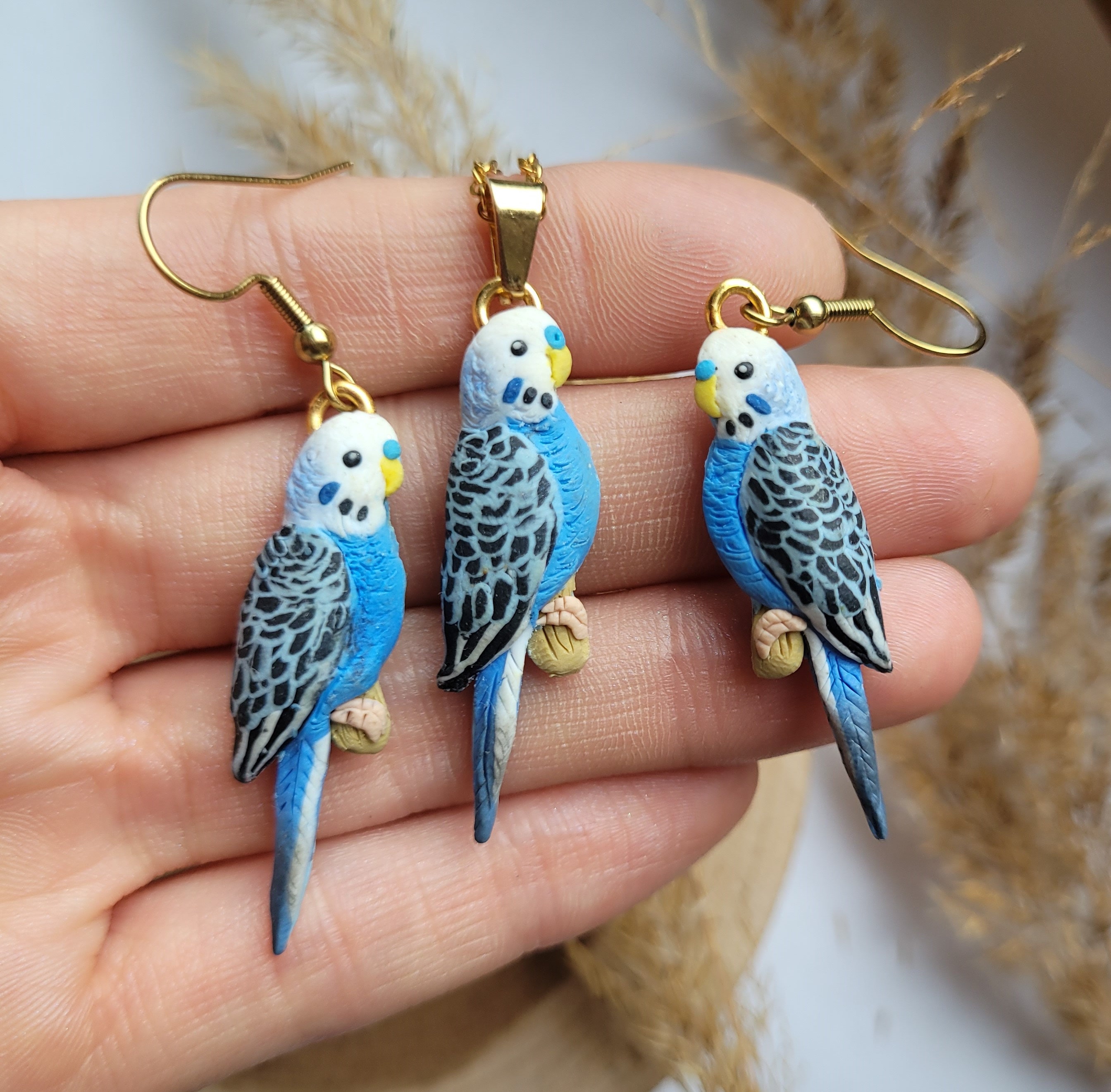 Budgie Parakeet (melopsittacus Undulatus) Necklace Handmade of Polymer ...
