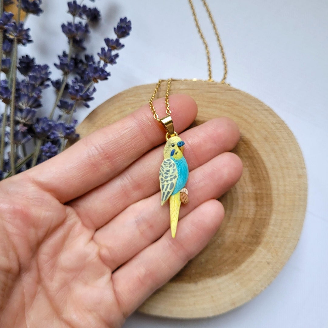 Budgie Parakeet (melopsittacus Undulatus) Necklace Handmade of Polymer ...