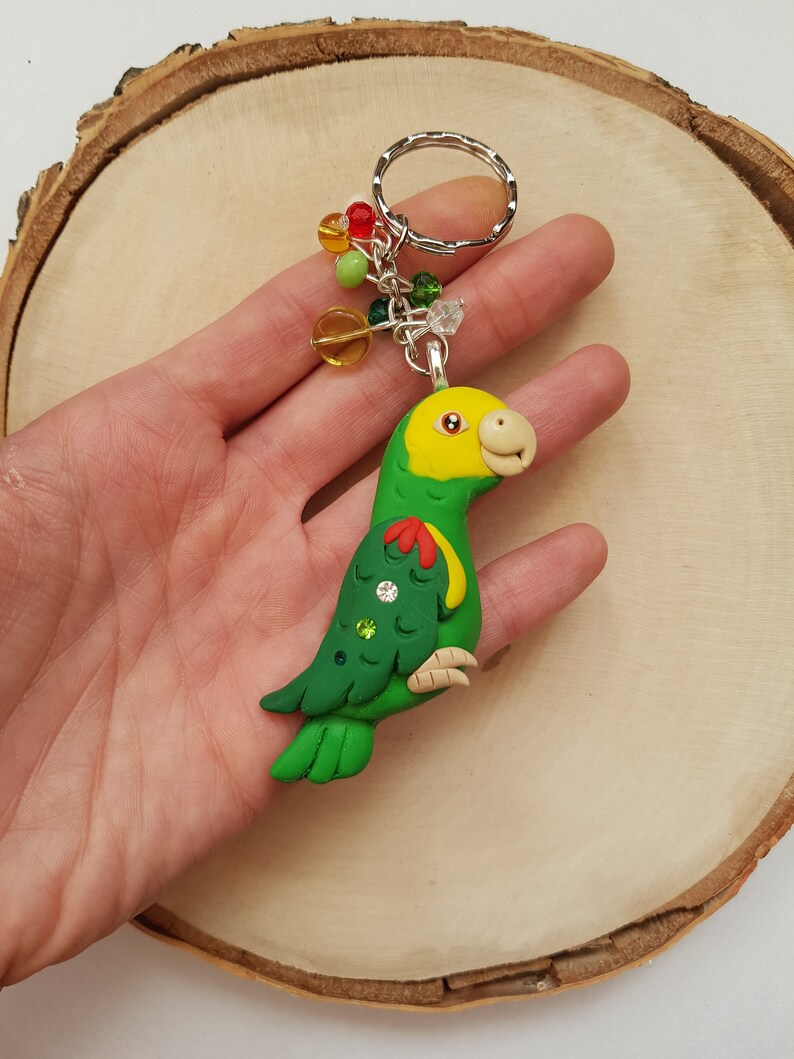 Double Yellow Headed Amazon Parrot Key Chain Handmade | Etsy