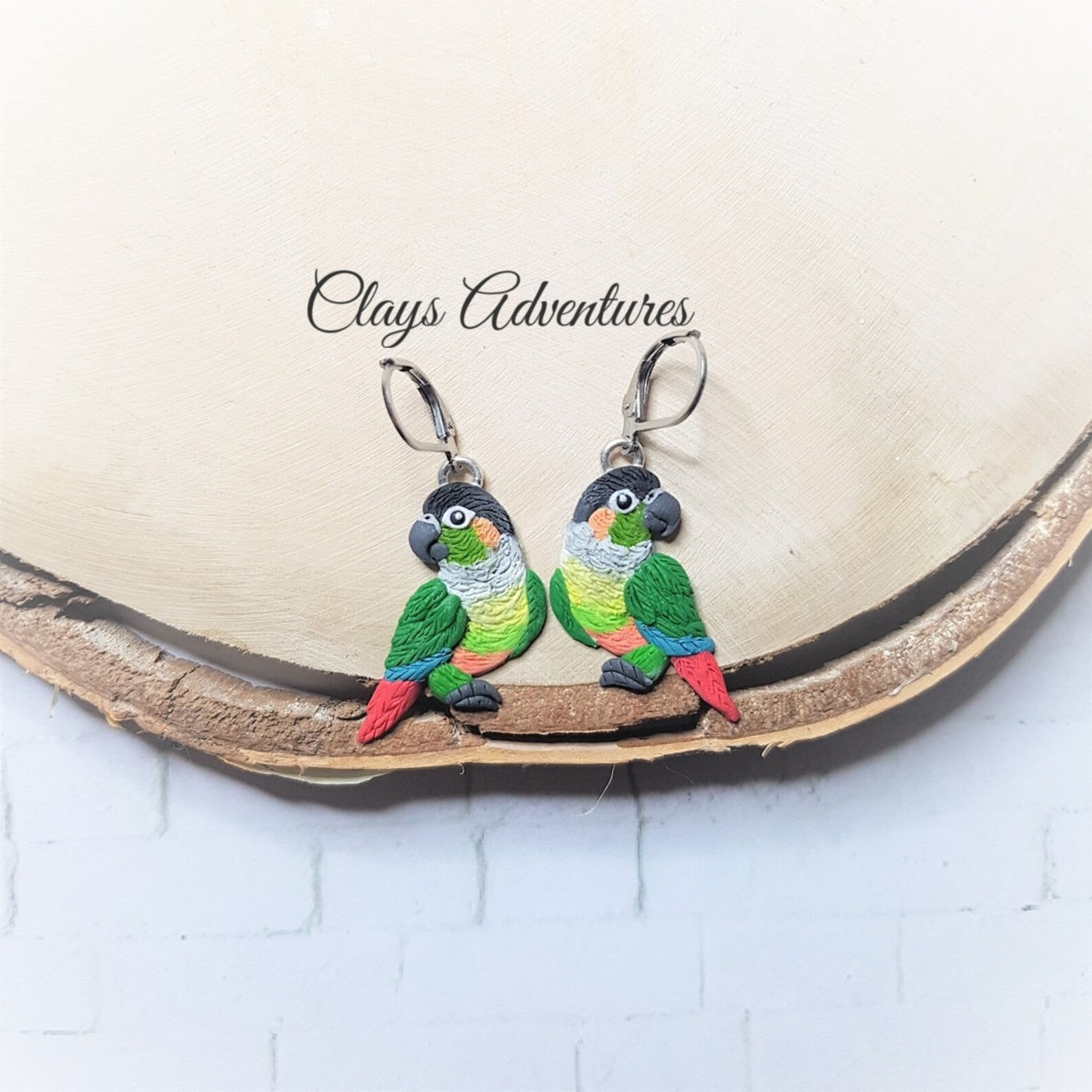 Green Cheek Conure Set Earrings Necklace Handmade Parrot - Etsy