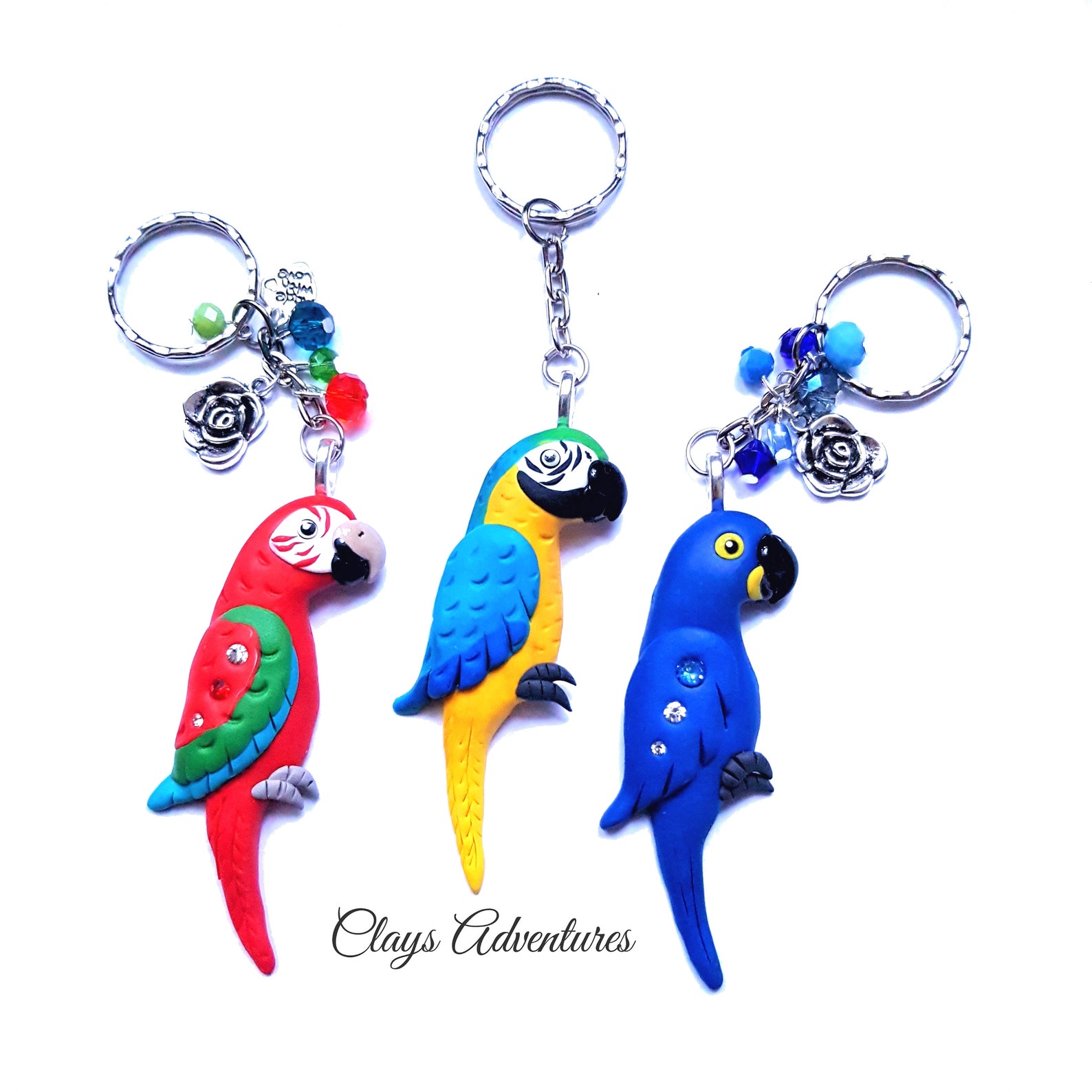 Blue and Gold Macaw Parrot Key Chain Handmade Parrot - Etsy