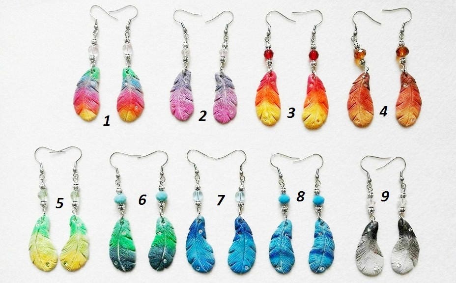 Feathers Earrings Colorful Earrings Parrot Earrings. - Etsy