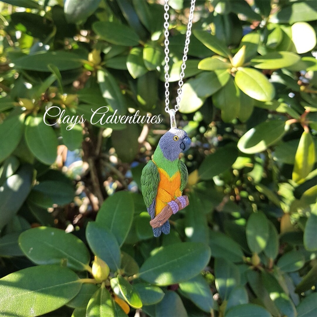 Senegal Parrot Necklace, Handmade, Parrot Figurine Made of Polymer Clay ...