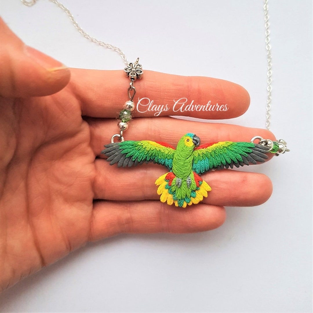 Blue Fronted Amazon Amazona Aestiva Parrot Necklace, Handmade, Parrot ...