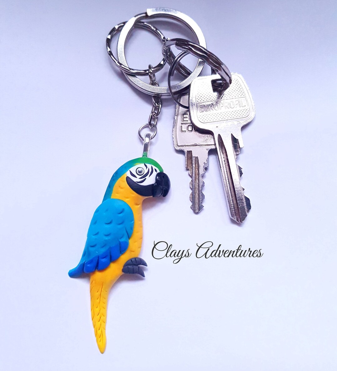 Blue and Gold Macaw Parrot Key Chain Handmade Parrot - Etsy
