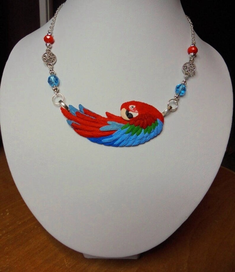 GREENWING MACAW Hand Sculpted Polymer Clay Parrot - Etsy