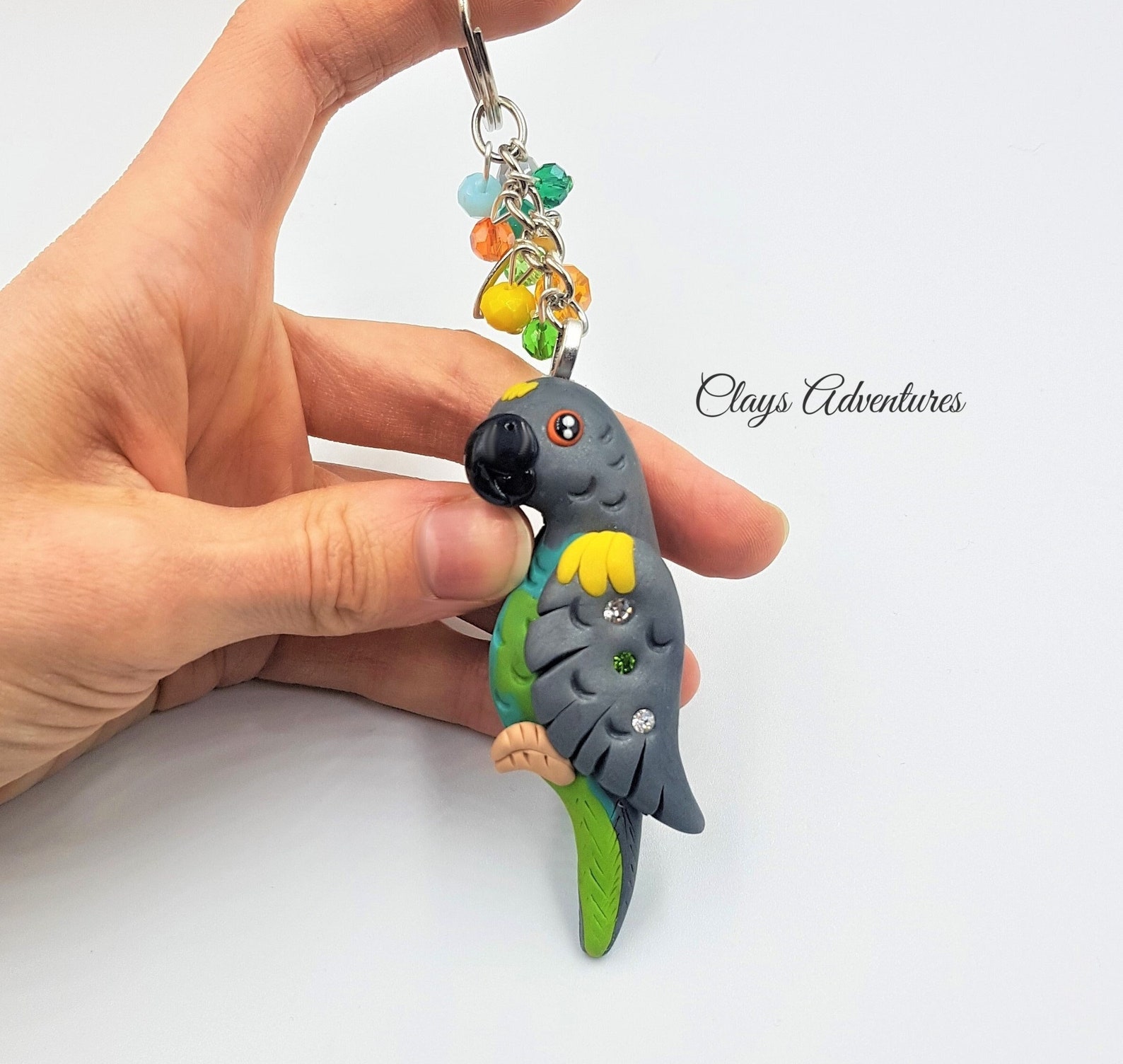Meyer's Parrot Key Chain Handmade Parrot Figurine Made - Etsy
