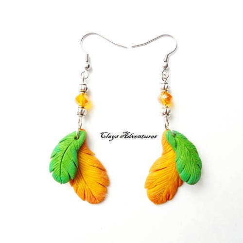 Feathers Earrings Colorful Earrings Parrot Earrings. - Etsy