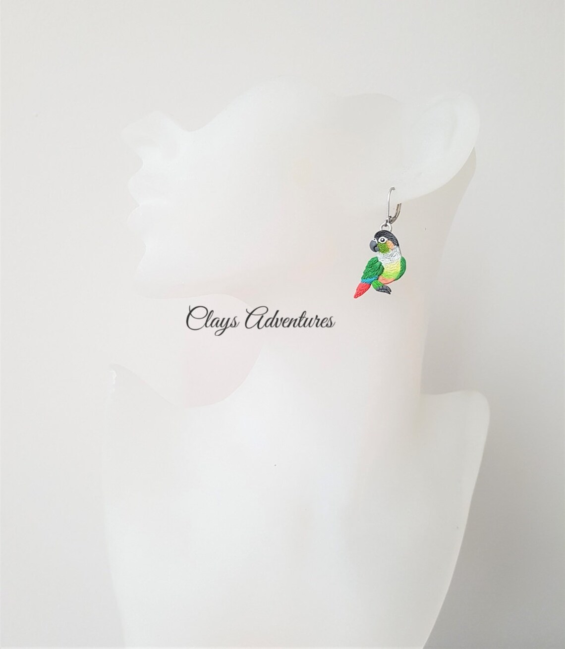 Green Cheek Conure Set Earrings Necklace Handmade Parrot - Etsy