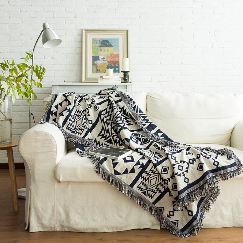 Reversible Nordic Boho Blanket Bohemian Furniture Throw - Etsy