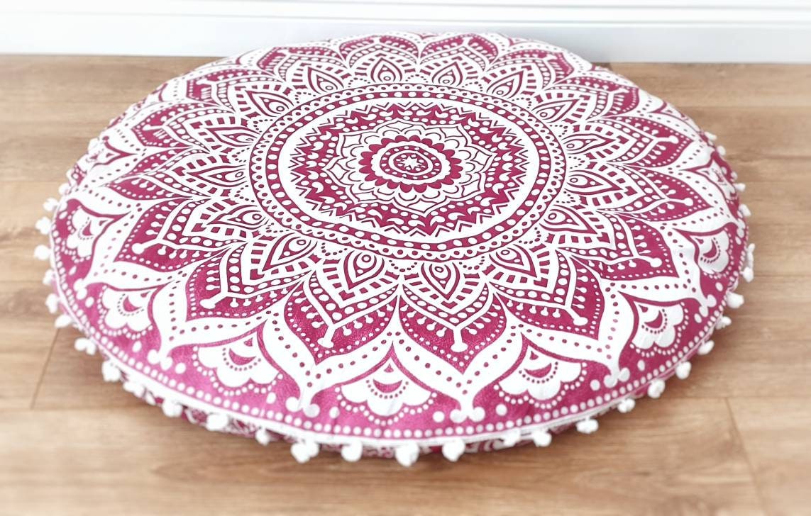 Round Mandala Floor Cushion Cover Meditation Cushion Cover - Etsy UK